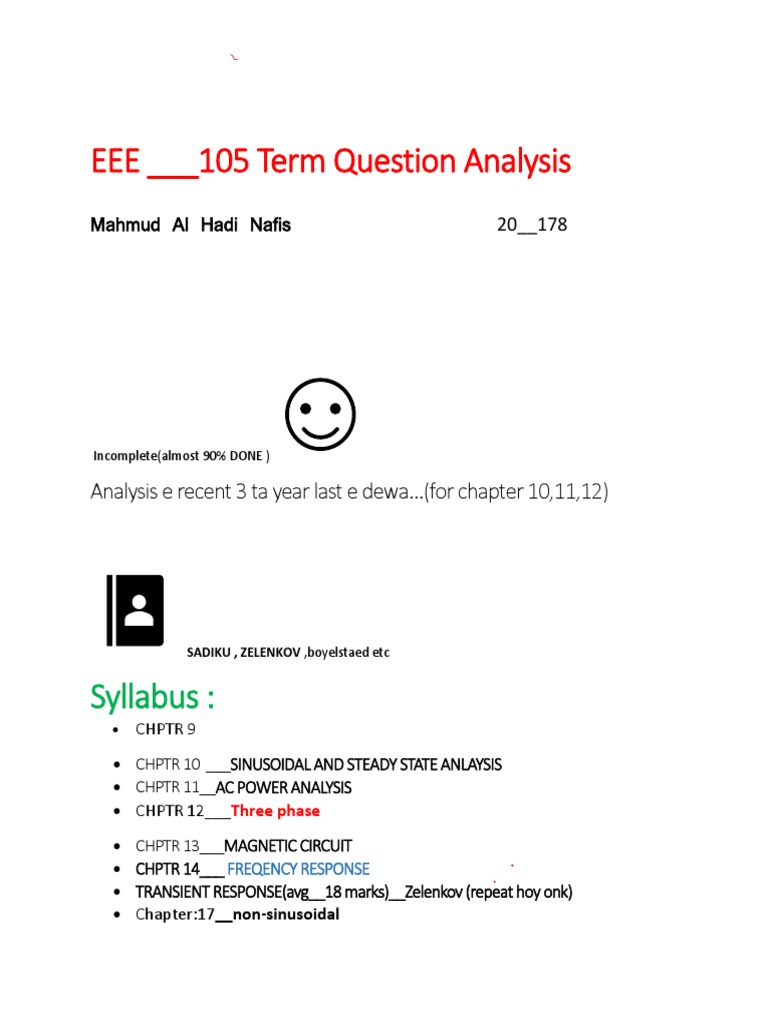 EEE 105 Term Question Analysis Guide | PDF | Teaching Methods & Materials