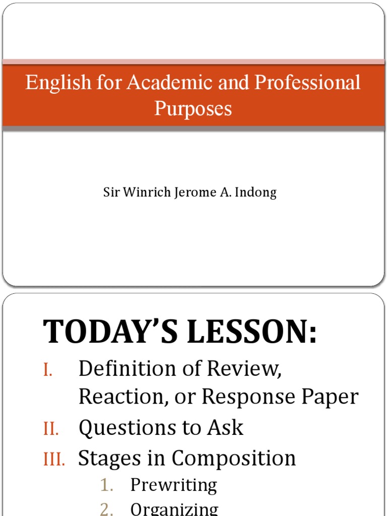 Writing A Review Response or Reaction Paper 1 | PDF