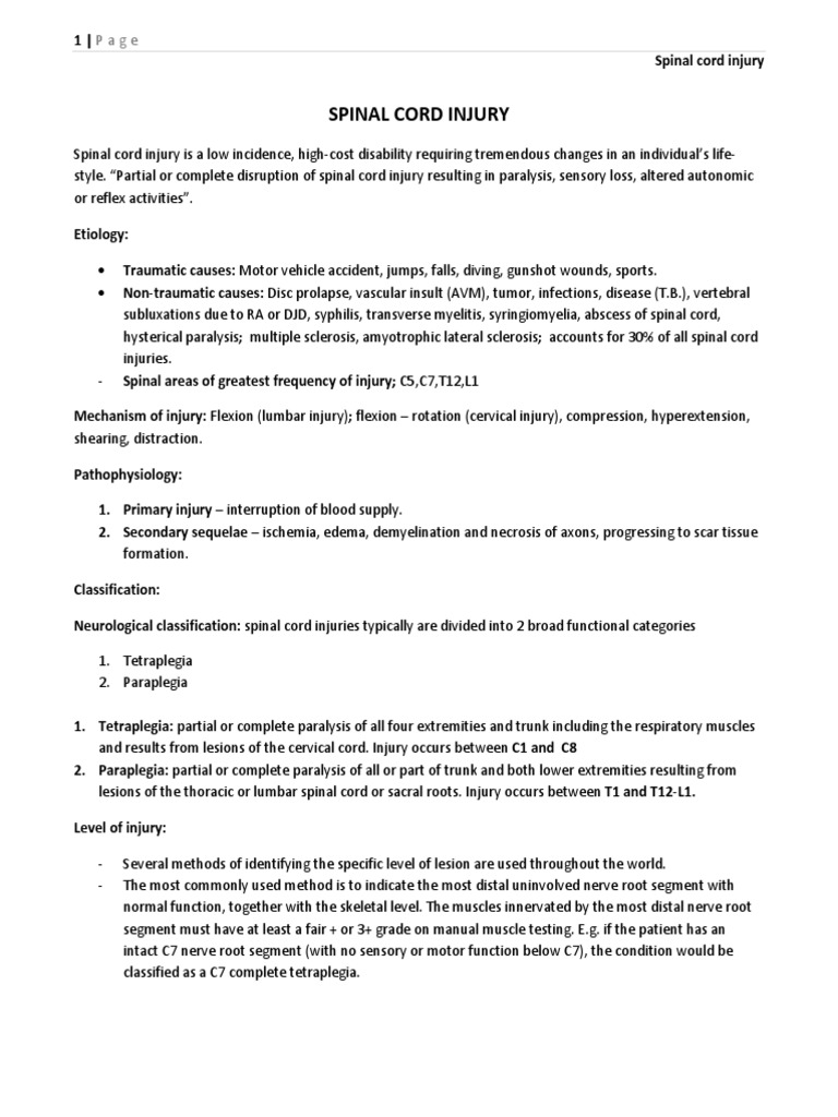 Spinal Cord Injury-1 | PDF | Spinal Cord | Spinal Cord Injury