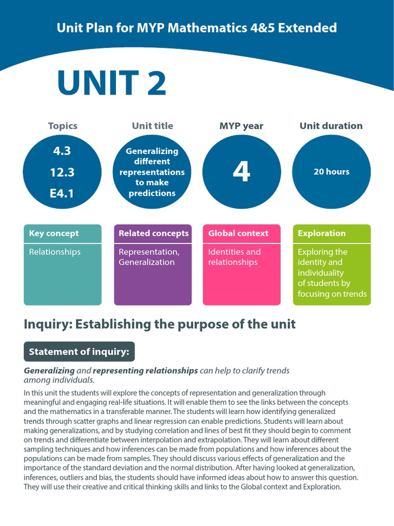 Myp Math Extended Unit 02 | PDF | Statistics | Statistical Inference