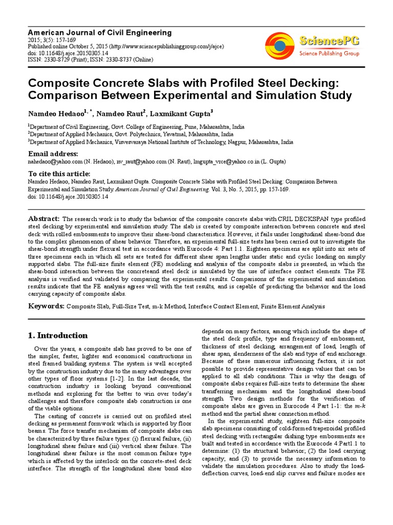 Composite Concrete Slabs With Profiled S | PDF | Strength Of Materials | Deformation (Engineering)