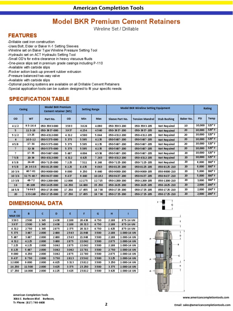 ACT Cement Retainer Brochure WL | PDF | Secondary Sector Of The Economy ...