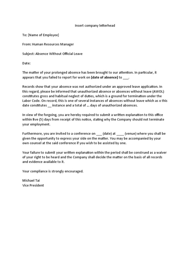 HR - Template - NTE For AWOL | PDF | Finance & Money Management