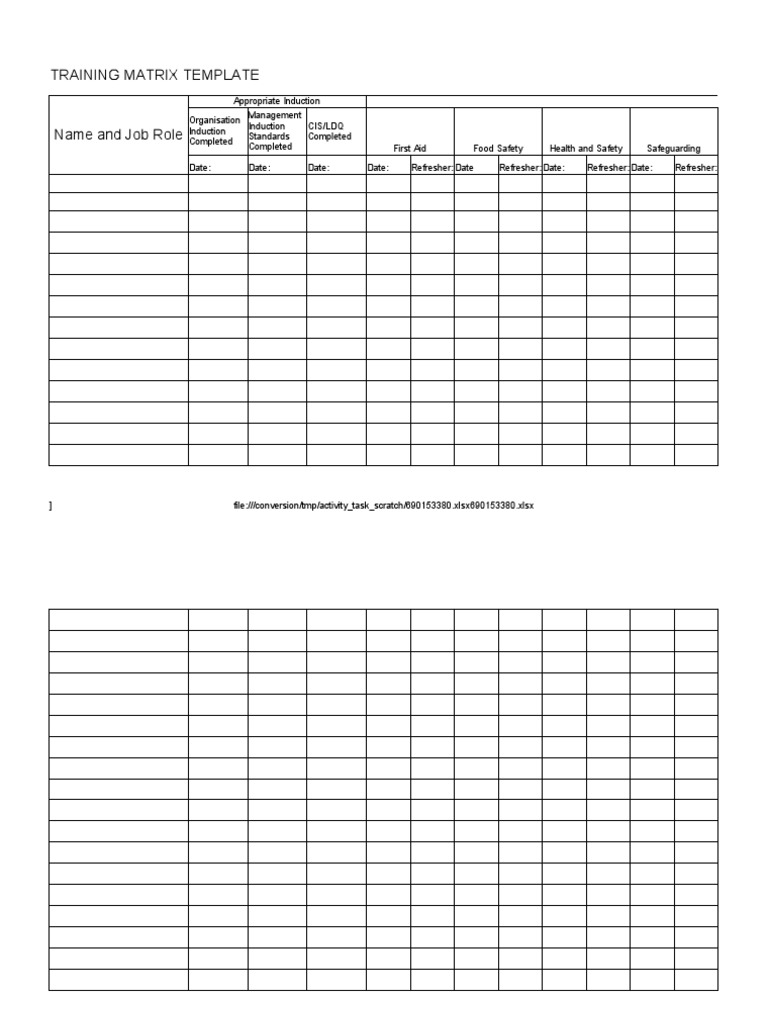Training Matrix Template | PDF