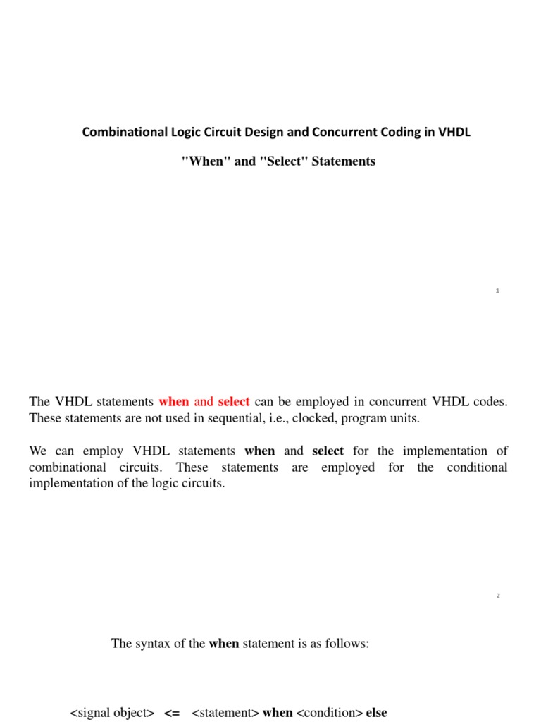 11 Lec9 Vhdl Concurrent Coding When And With Select Pdf Vhdl 0909