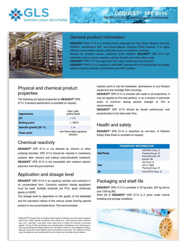 MSDS Anti Scalant LSPE 0114 | PDF | Membrane | Chemistry