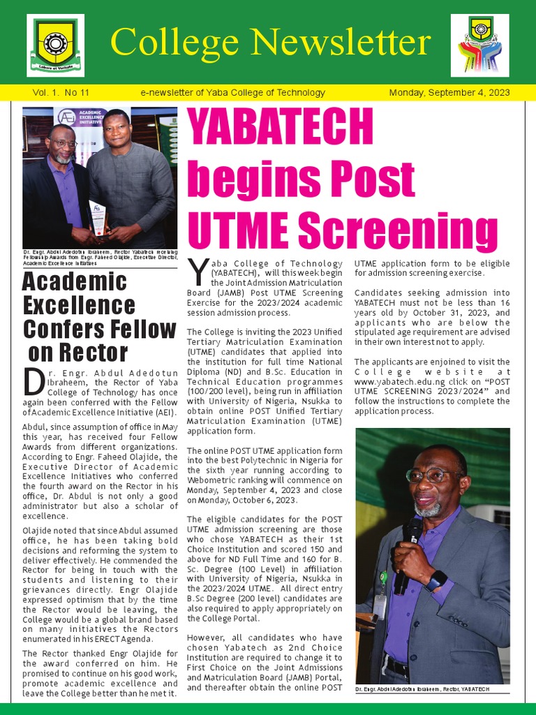 Yabatech Newsletter 11th Edition-2 | PDF | Career & Growth