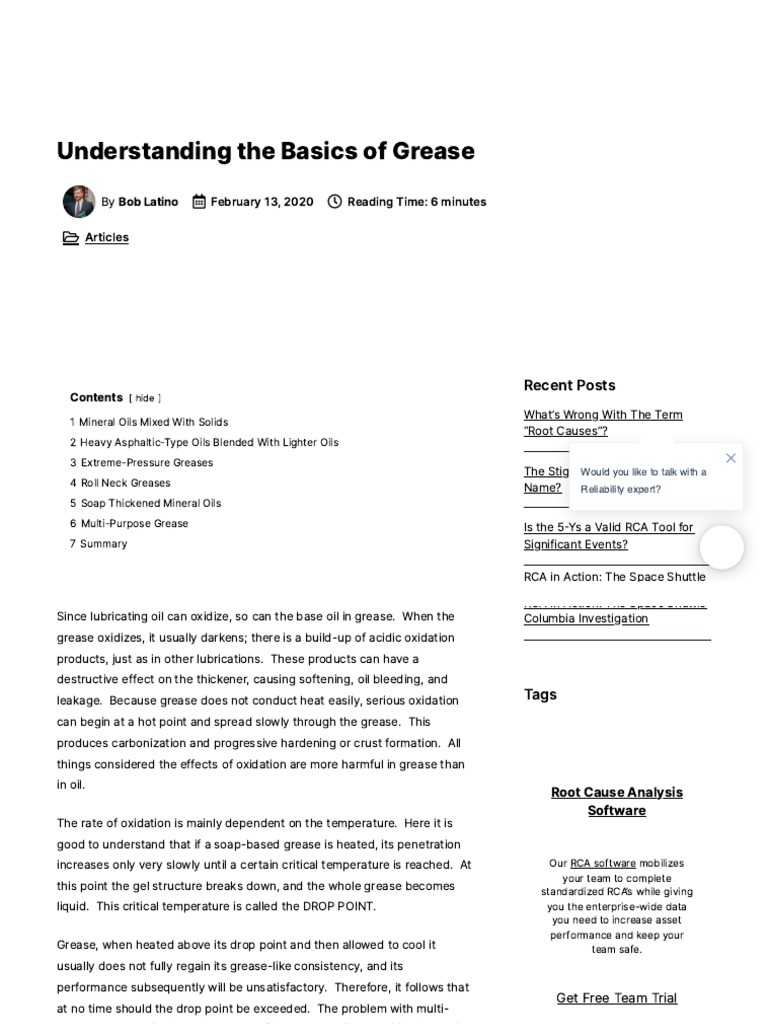 Understanding The Basics of Grease - Reliability | PDF
