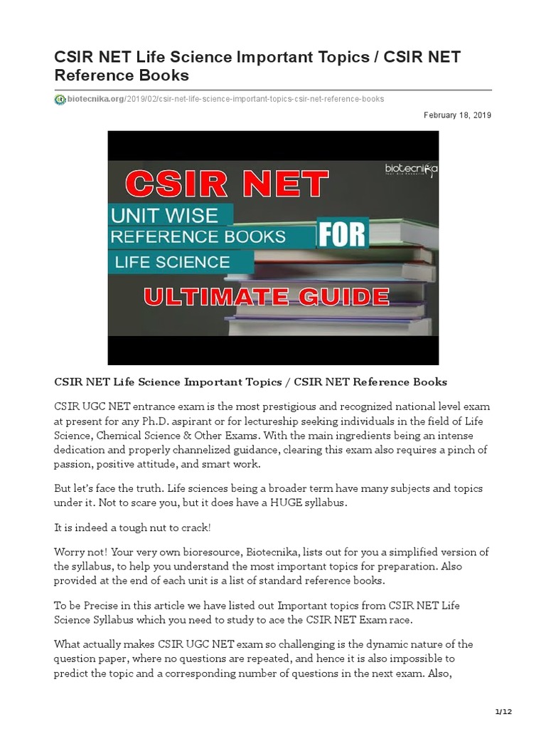 CSIR NET Life Science Key Topics Guide | PDF | Science & Mathematics