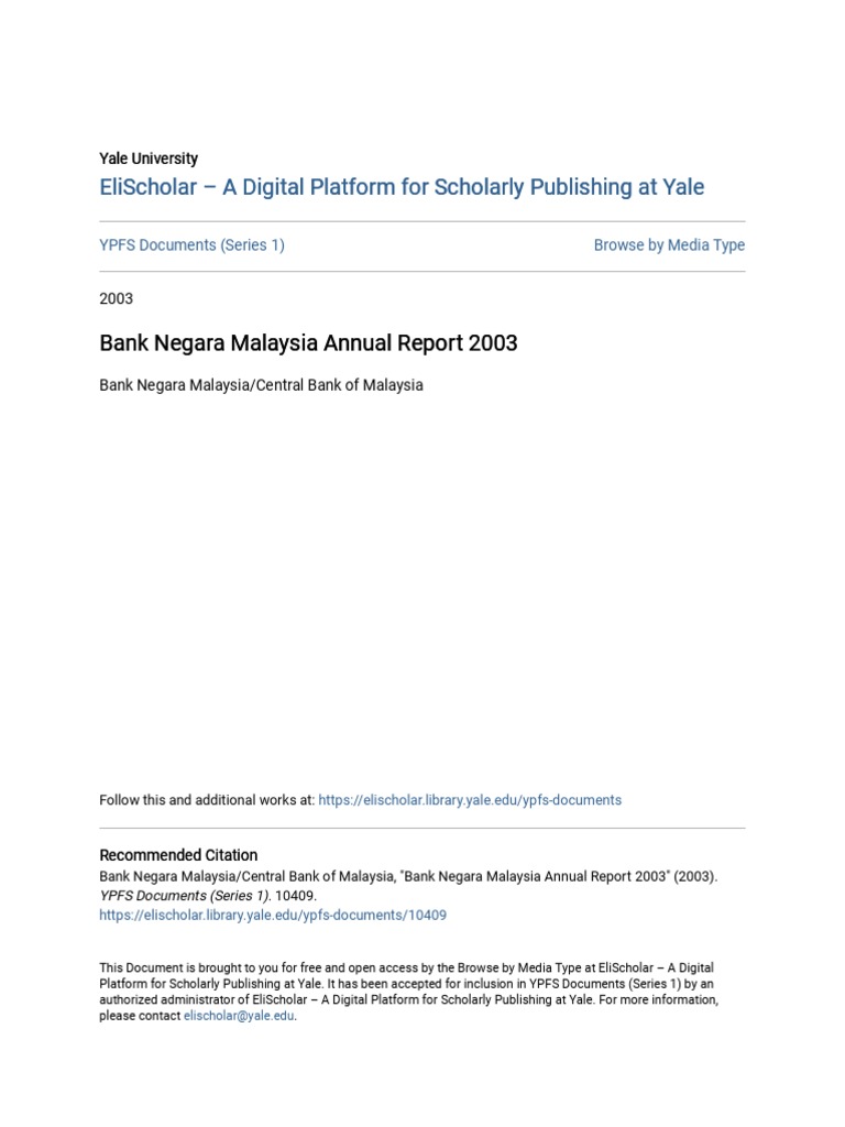 Bank Negara Malaysia Annual Report 2003 | PDF | Economic Growth | Monetary Policy
