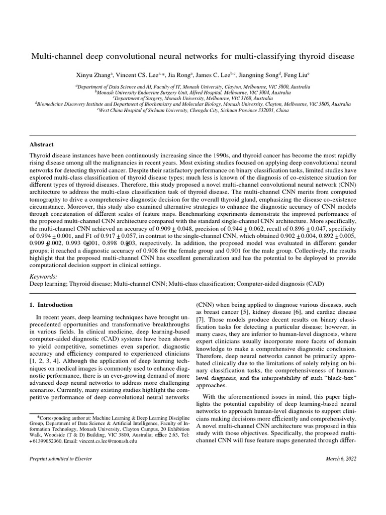 Multi-Channel Deep Convolutional Neural Networks For Multi-Classifying Thyroid Disease | PDF ...