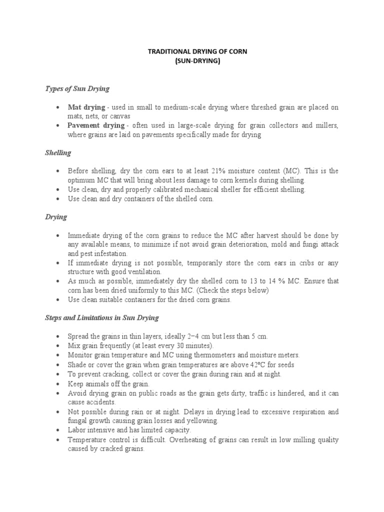 Traditional Methods for Drying Corn | PDF | Maize | Agriculture