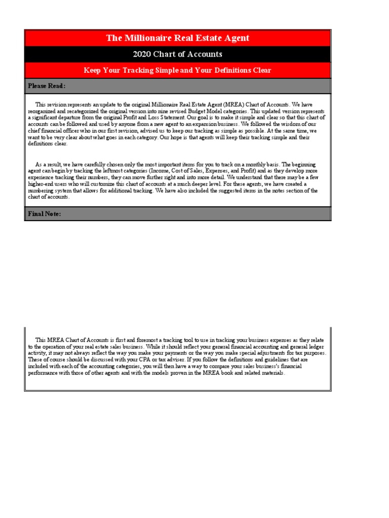 MREA Chart of Accounts 2020 Test | PDF | Expense | Income