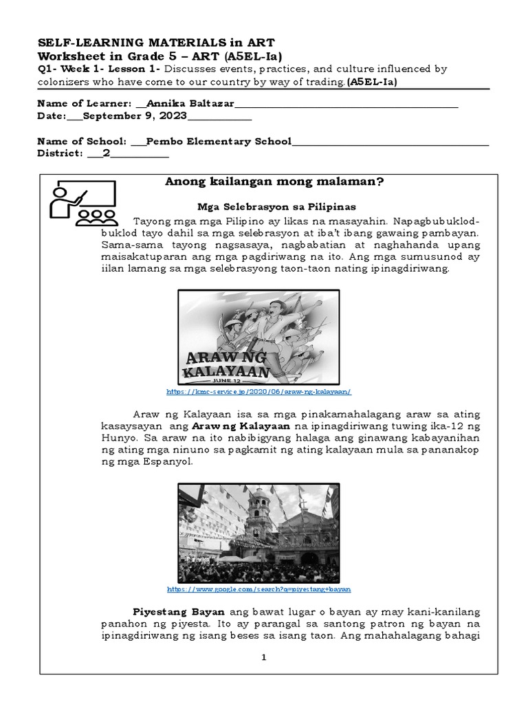 Art 5 q1 Week 1 Final | PDF