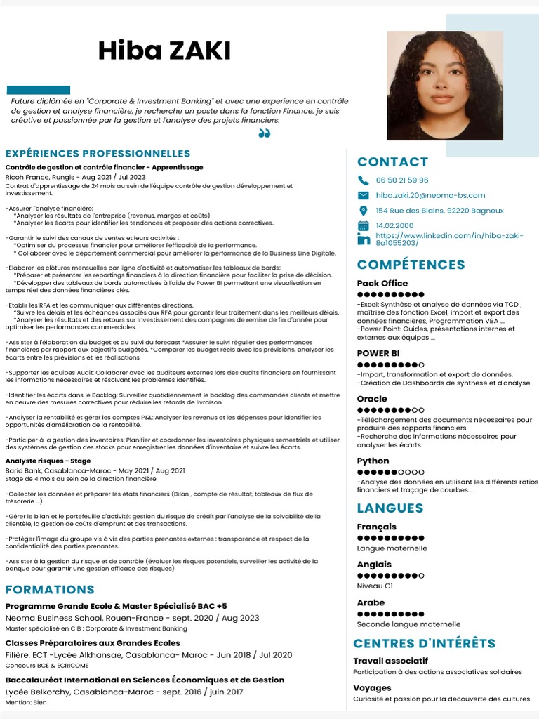 CV ZAKI .pdf.211341587 | PDF | Budget | Économie