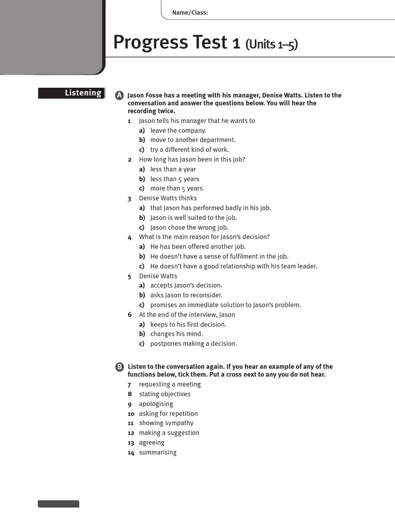 Upper-Intermediate Progress Test 1 | PDF | Procurement | Linguistics