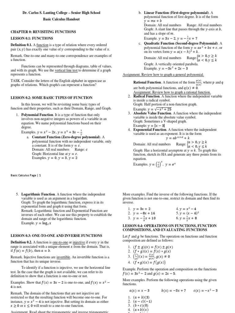 BCal Handout | PDF | Function (Mathematics) | Continuous Function