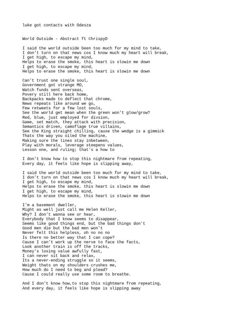 World Outside Lyrics | PDF