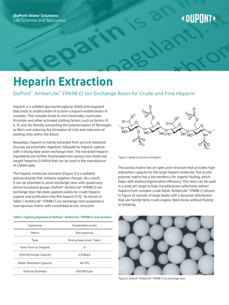 IER AmberLite FPA98 CL IER Heparin Extraction BR 45 D04430 en | PDF
