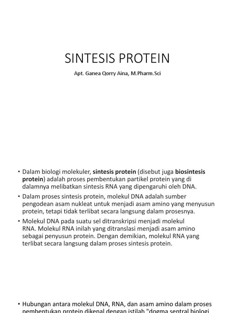Sintesis Protein | PDF | Translation (Biology) | Messenger Rna