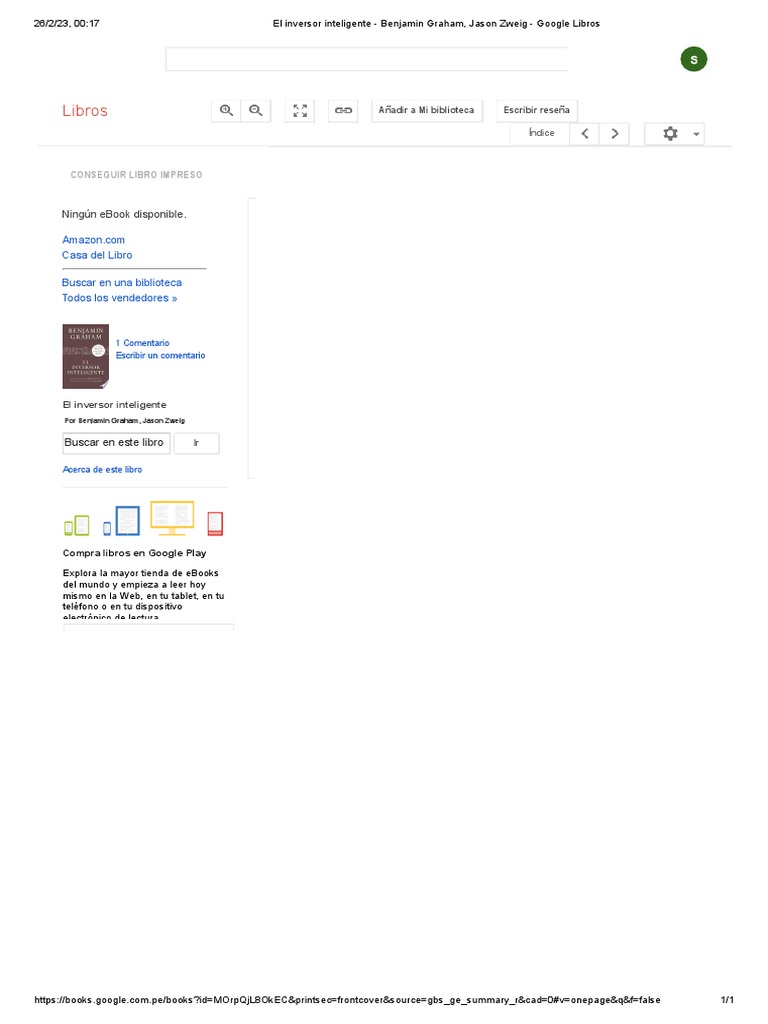 El Inversor Inteligente - Benjamin Graham, Jason Zweig - Google Libros ... El Inversor Inteligente - Benjamin Graham, Jason Zweig - Google Libros ...