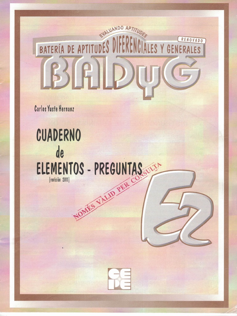 BADYG-E2-R Cuader Pregun 3º I 4º Prim. | PDF