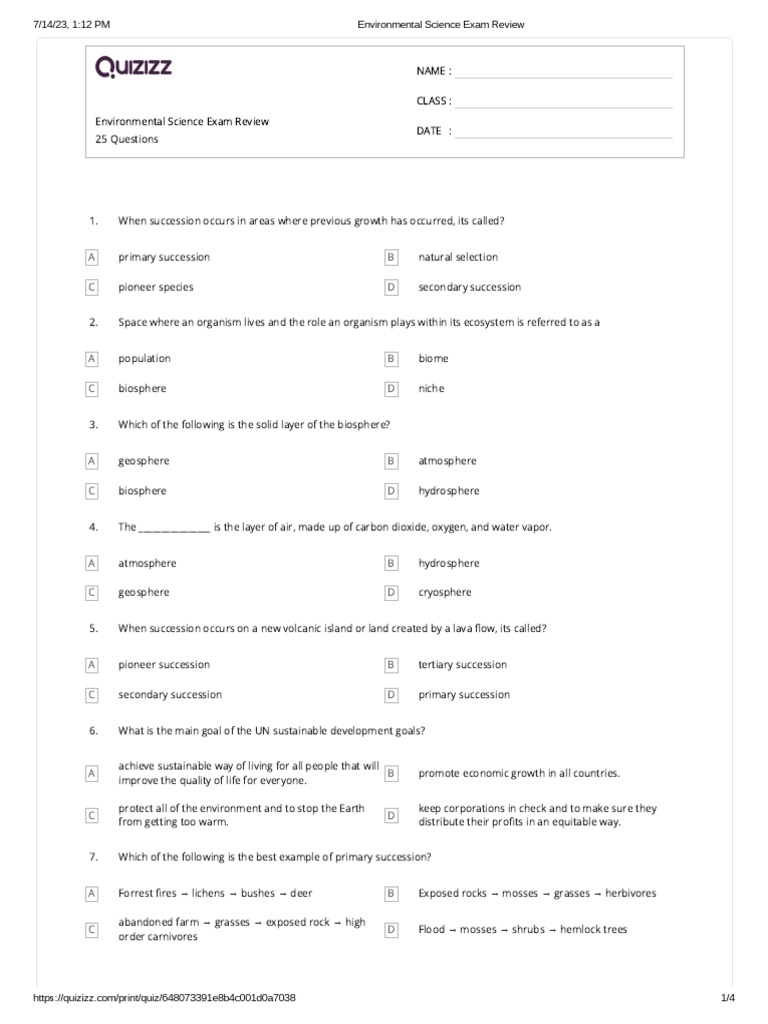 Environmental Science Exam Review | PDF | Oceans | Water