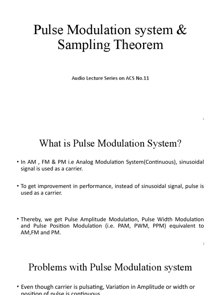Pulse Modualtion System Sampling Theorem Pdf