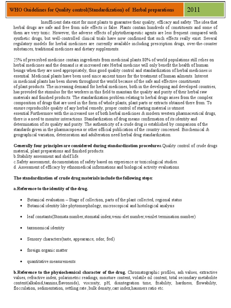 WHO Guidelines For Quality Control | PDF | Chemistry | Pharmacology