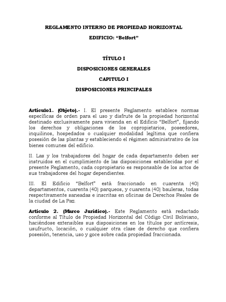 Reglamento Final Belfort-3 | PDF | Propiedad | Condominio