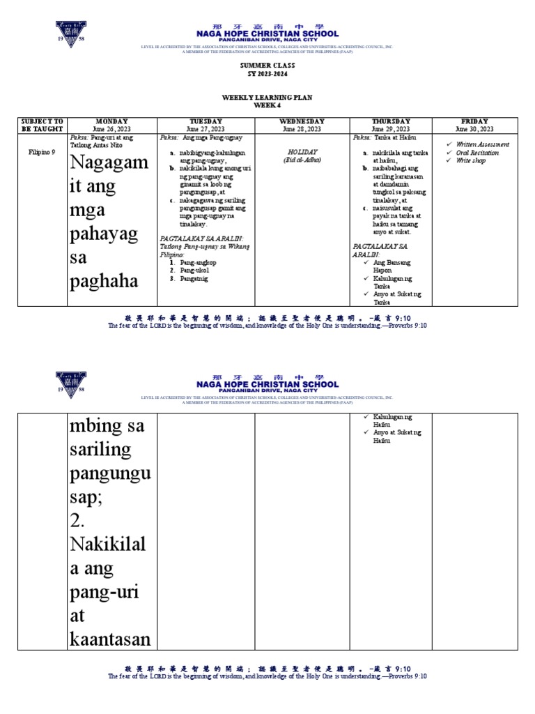 Week 4 LP Filipino | PDF