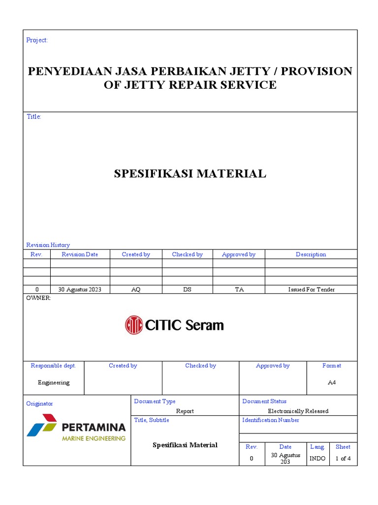 Spesifikasi Material - IFT | PDF