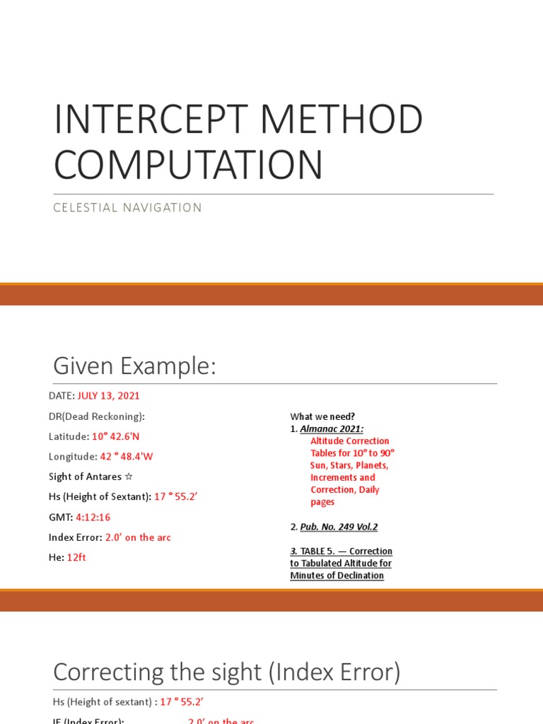 Intercept Method Computation Celes Nav | PDF Intercept Method Computation Celes Nav | PDF