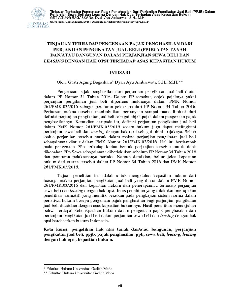 Thesis - Review of Income Tax Imposition of Sale & Purchase Agreement | PDF