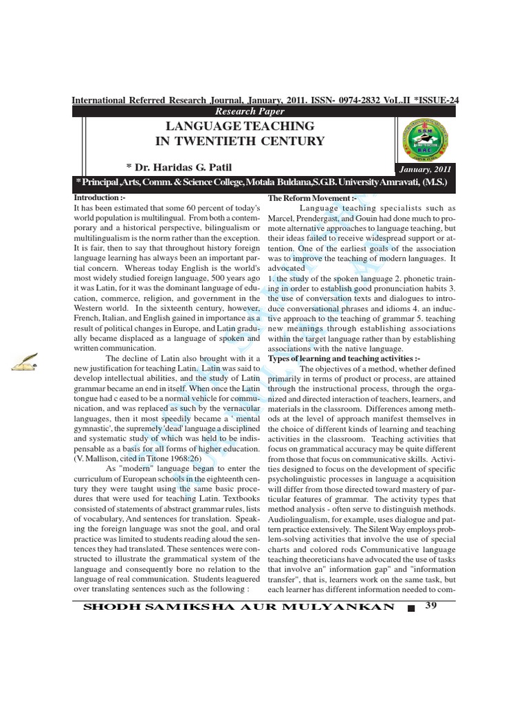 Language Teaching in Twentieth Century | PDF | Language Education ...