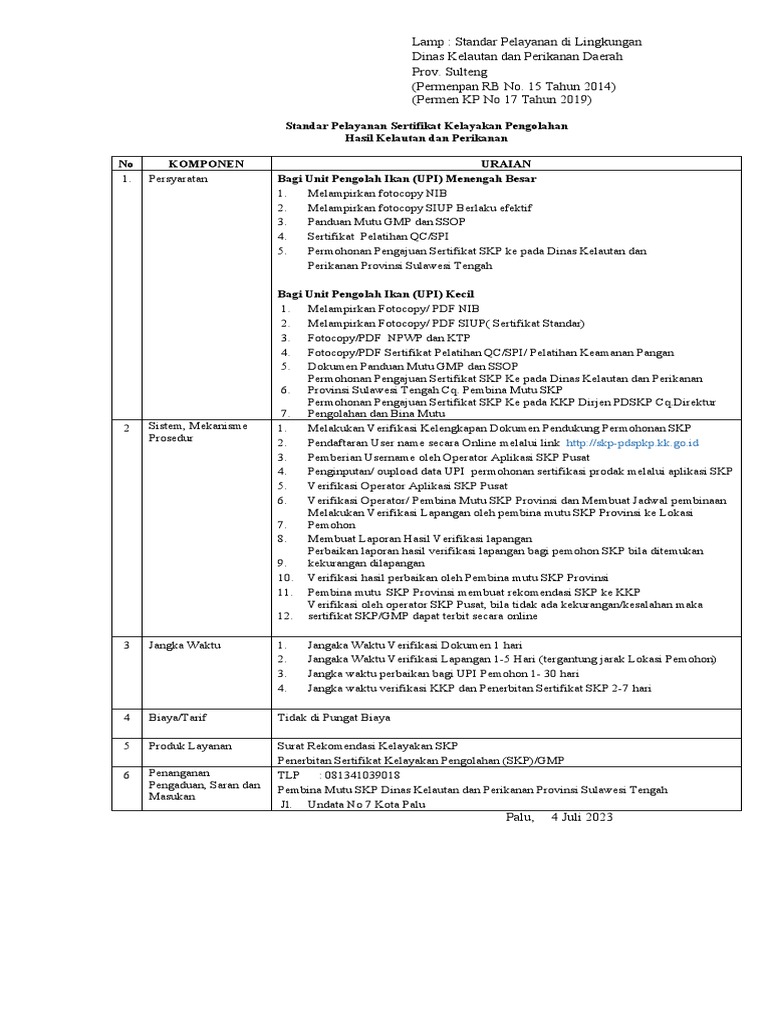 Standar Pelayanan Skp Pdf
