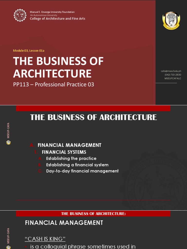 Financial Management in Architecture | PDF | Banks | Cash
