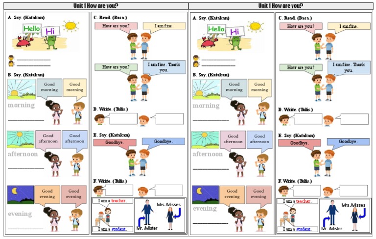 Morning Greetings Vocabulary | PDF