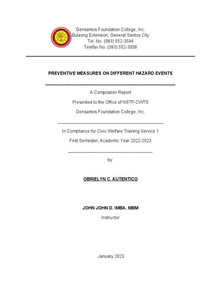 NSTP Portfolio | PDF | Disaster Risk Reduction