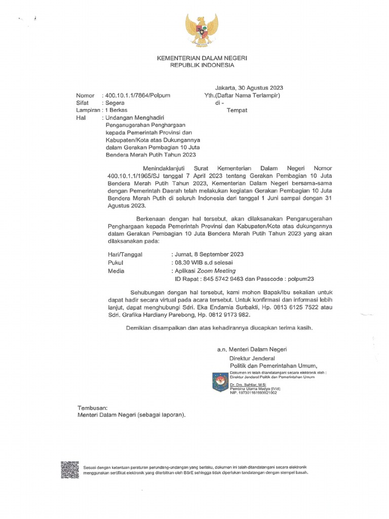 400.10.1.1 7864 Polpum Undangan Penghargaan | PDF