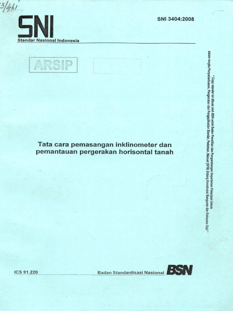 SNI 3404-2008 Pemasangan Inklinometer | PDF