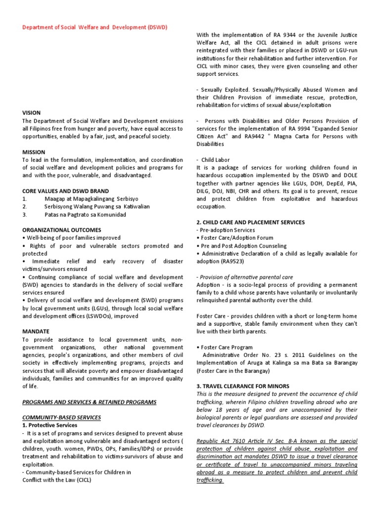 DSWD Programs and Services Overview | PDF