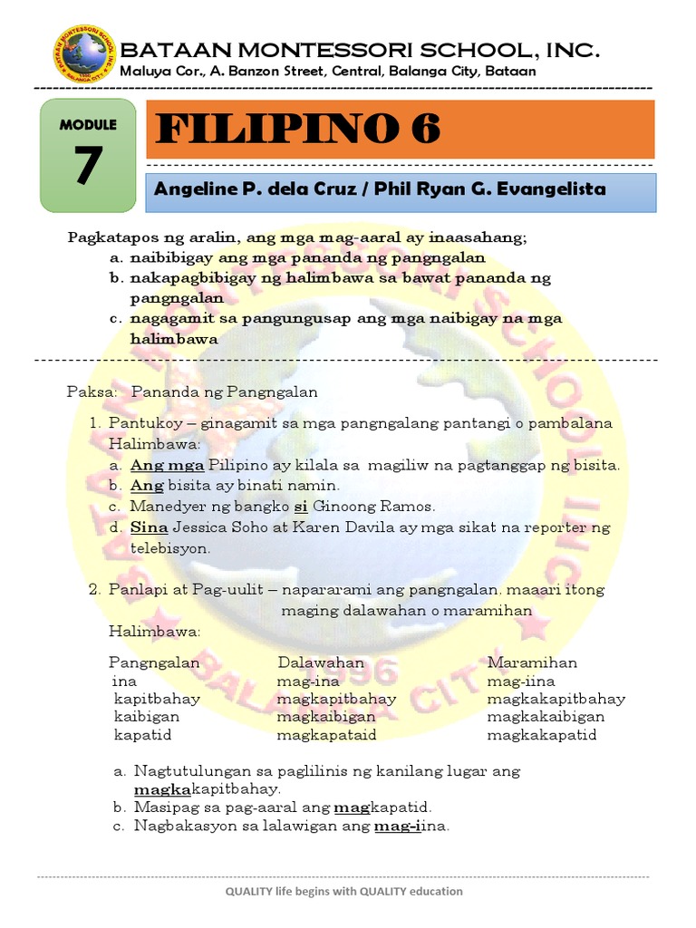 FILIPINO 6 Modyul 7 | PDF