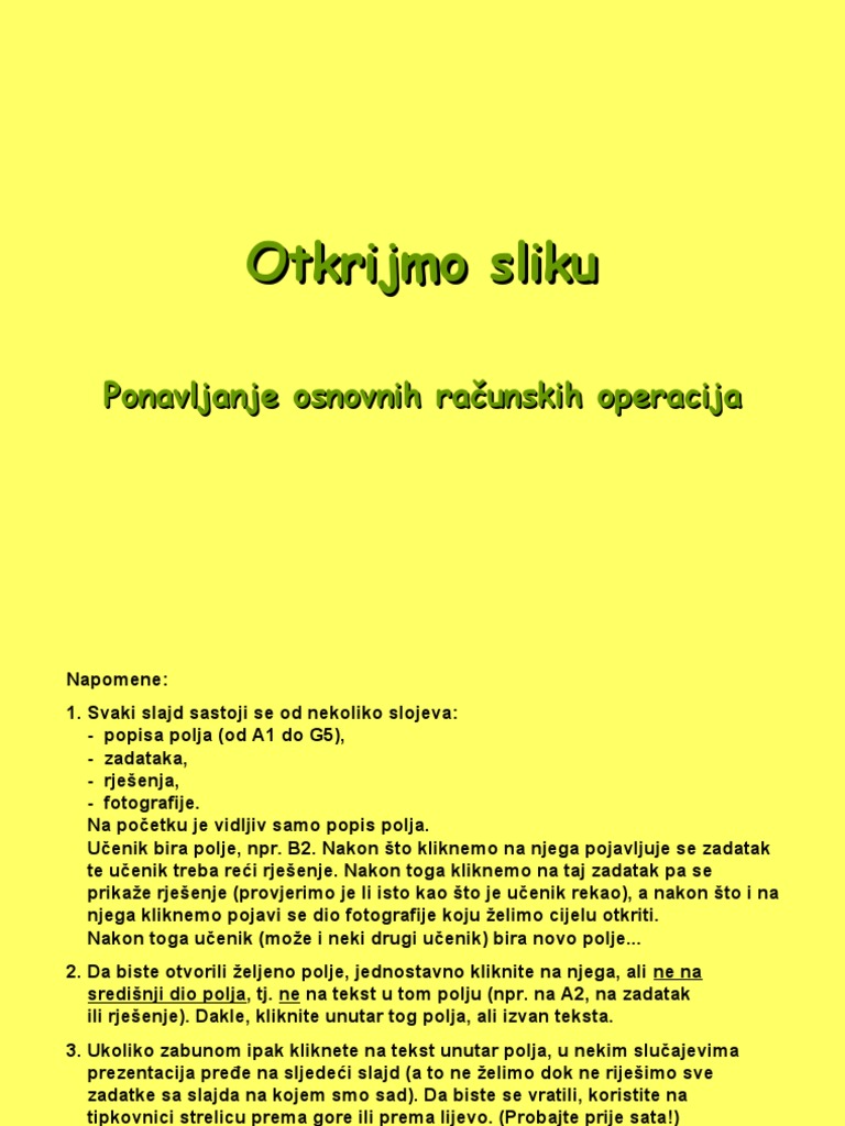 Osnove Racuna Otkrijmo Sliku | PDF