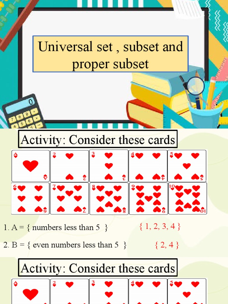 Universal Set, Subset and Proper Subset | PDF | Teaching Methods ...