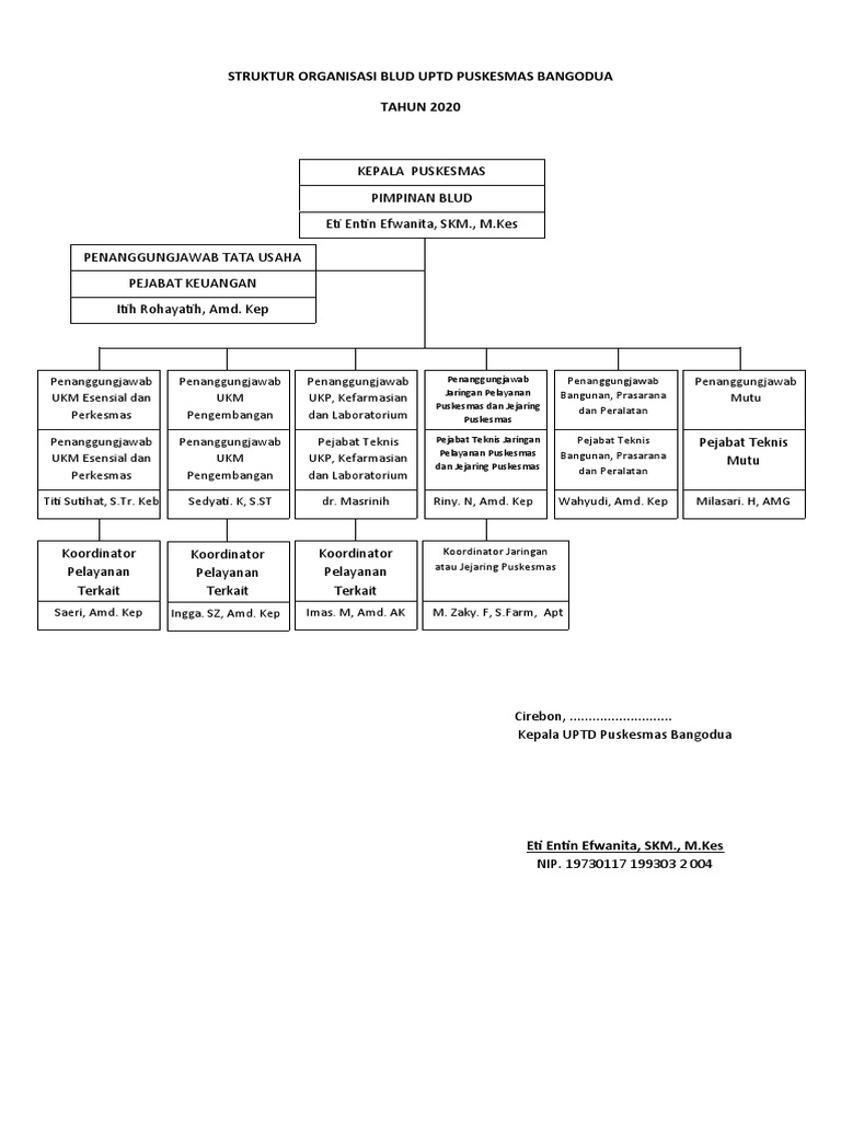 Struktur Organisasi Blud Uptd Puskesmas Bangodua | PDF