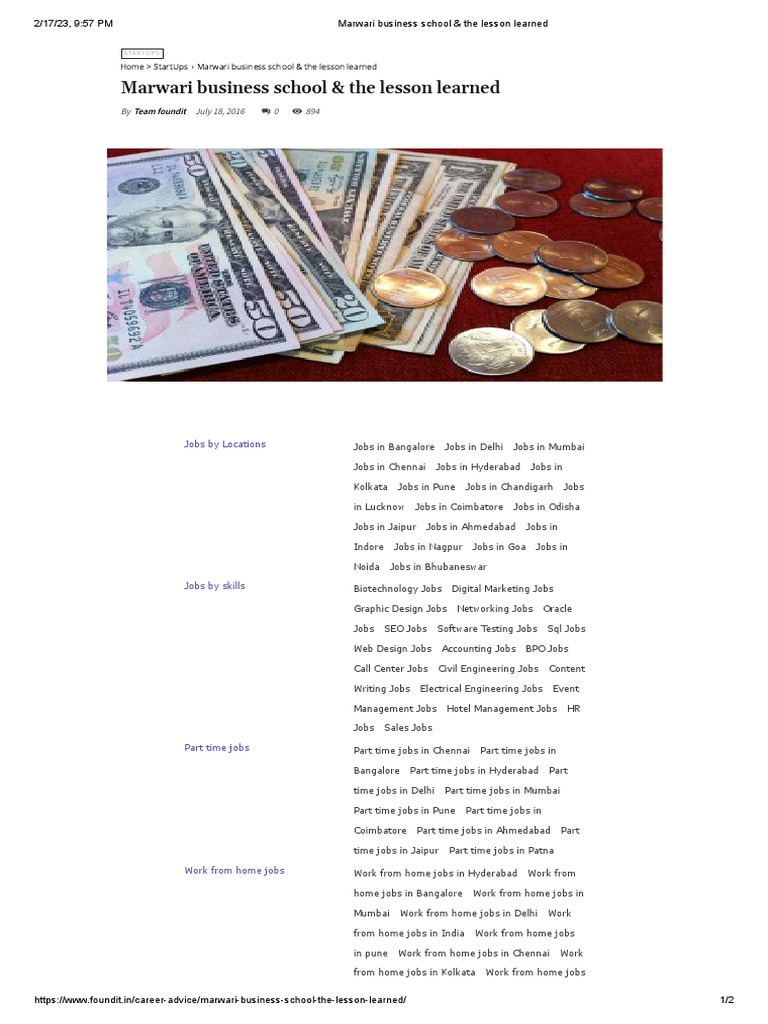 Marwari Business School & The Lesson Learned | PDF | Business | Computing