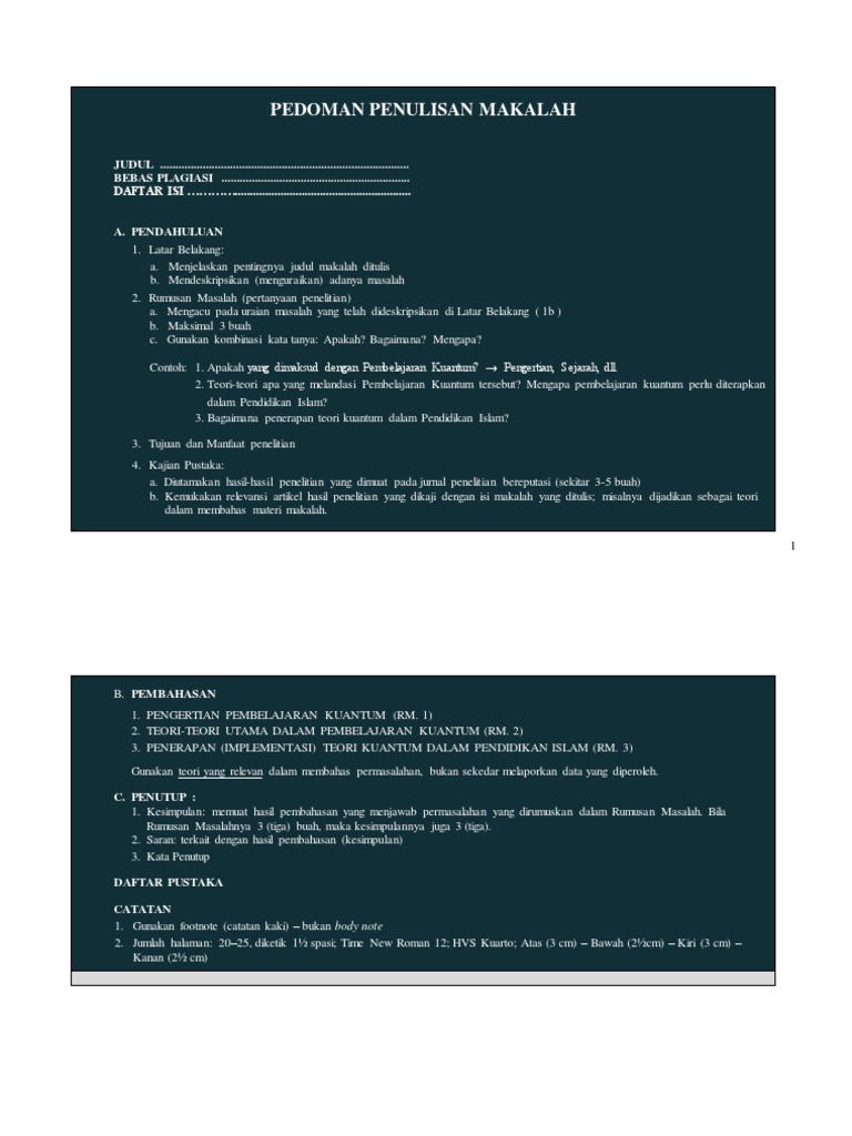 Pedoman Penulisan Makalah | PDF