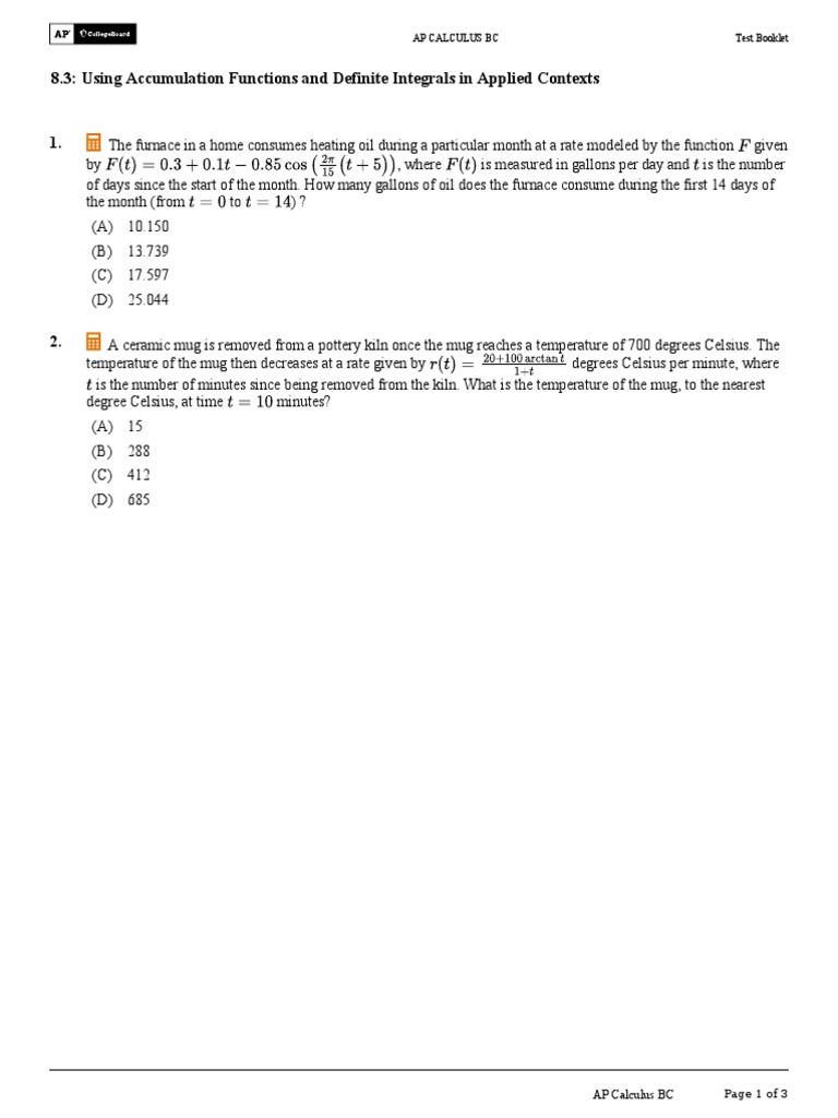8.3 Using Accumulation Functions and Definite Integrals in Applied ... 8.3 Using Accumulation Functions and Definite Integrals in Applied ...