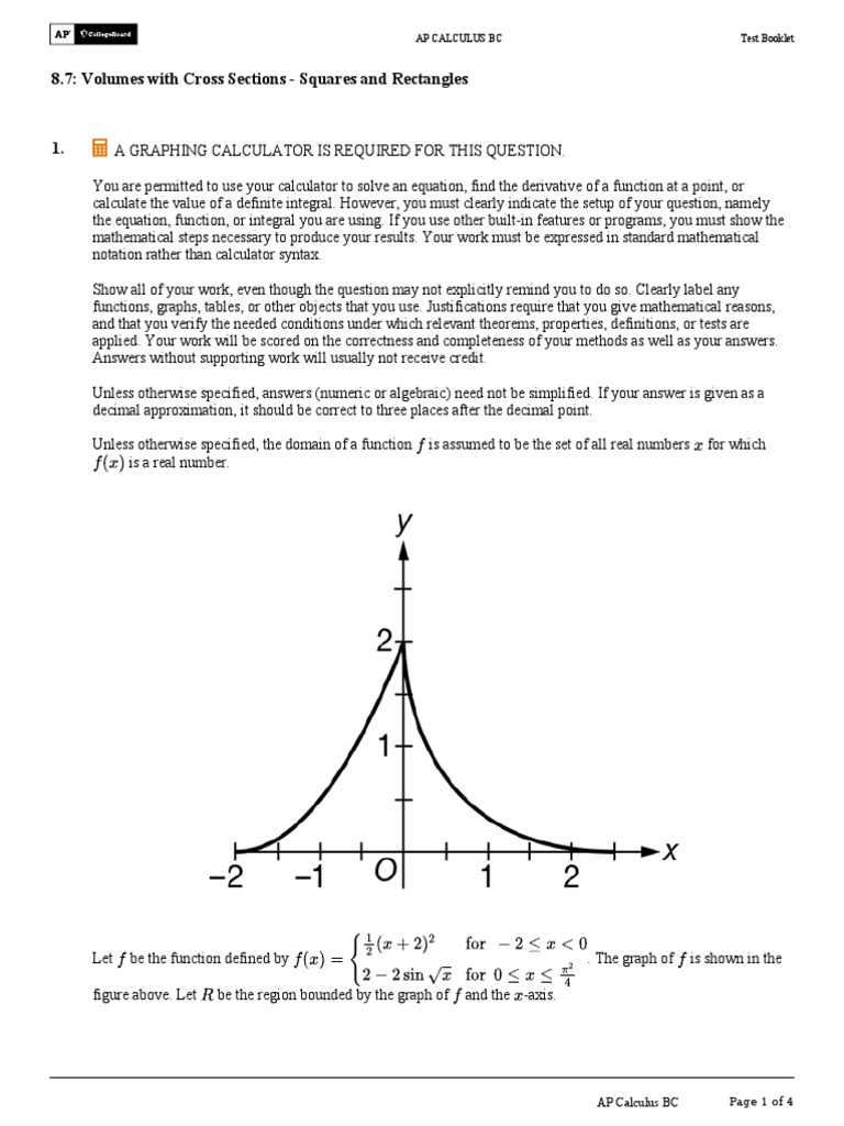 Volumes with Cross Sections: Squares & Rectangles | PDF | Function ...